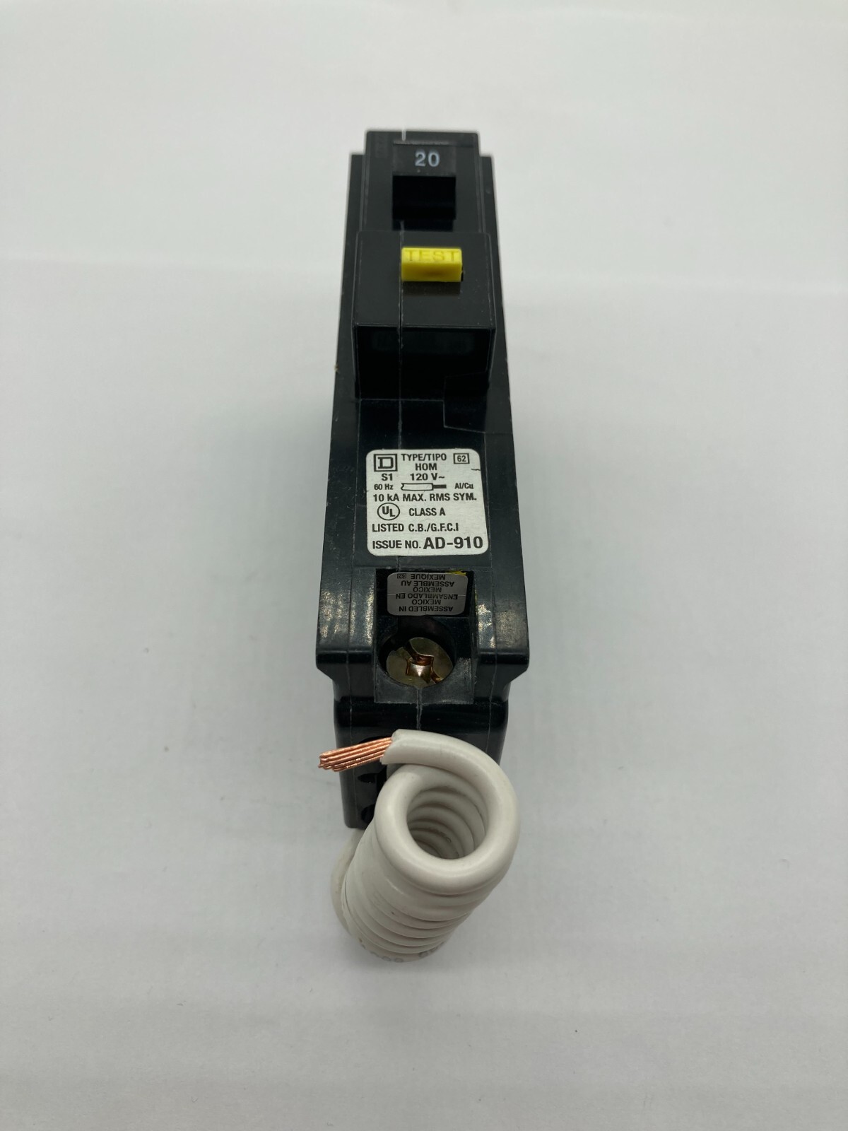 Square D Homeline HOM120GFI 1 Pole 20 Amp 120V AC Plug In HOM GFCI GFI ...
