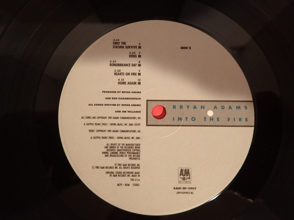 BRYAN ADAMS - "INTO THE FIRE" VINYL LP RECORD 1987 A&M SP-3907 | eBay