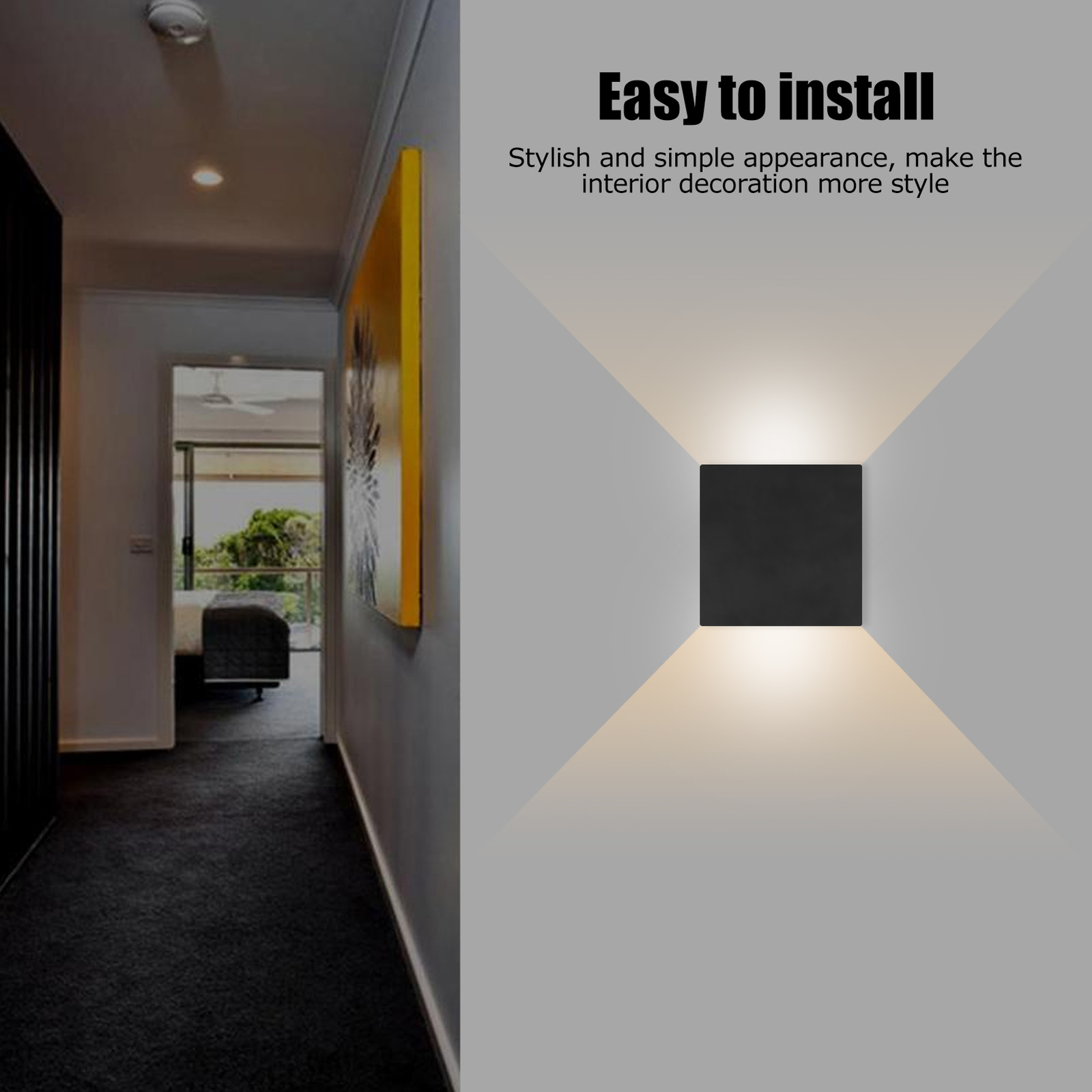 7W LED Wall Light Square Shape Simple Style Decorative Lamp For Indoor ...