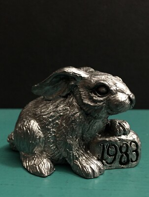 83 Michael Ricker Pewter Bunny Rabbit Wildlife Animal Diorama Miniature ...