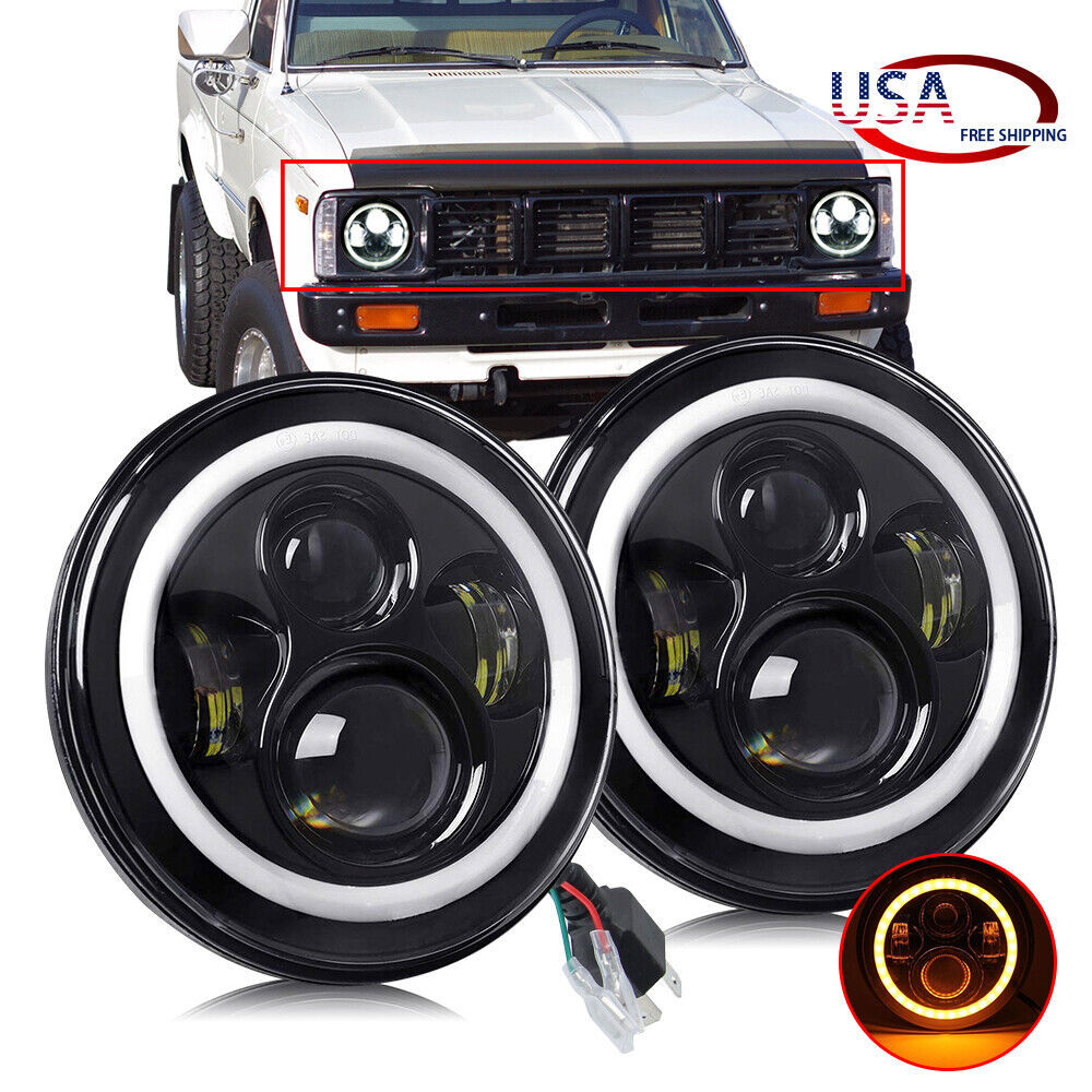 Pair 7 inch LED Headlights For LAND CRUISER FJ40 FJ45 FJ50 FJ55 FJ60 ...