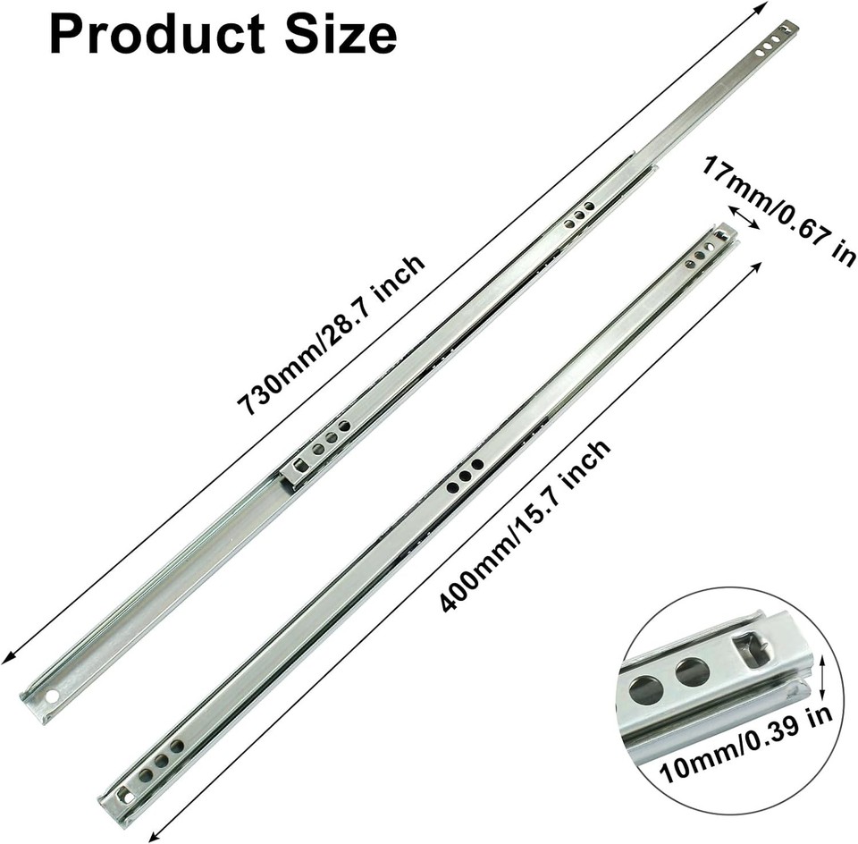 15.7 Inch Drawer Slides, 2pcs Metal Drawer Slides, Ball Bearing Two Way ...