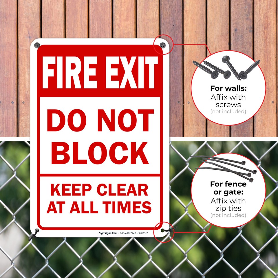 Fire Exit Sign, Do Not Block Keep Clear at All Times Safety Sign, | eBay