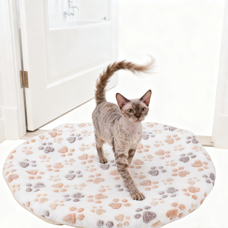 Milky Footprints USB Pet Heating Pad Round Double Sided Flannel Thick ...