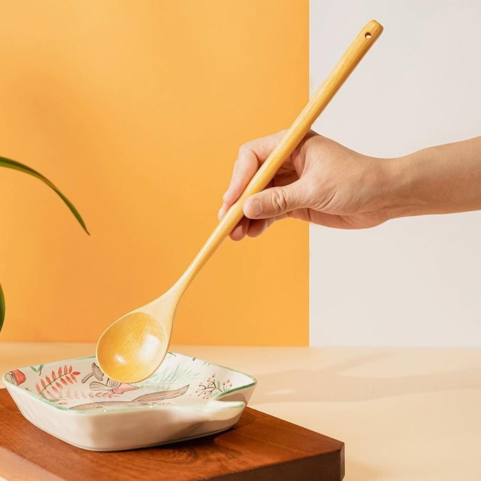 Japanese Wooden Spoon Long Handled Kitchen Mixing Spoon Household Items ...