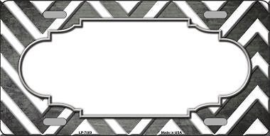 Gray White Chevron Scallop Rubbed Metal Novelty License Plate Tag ...