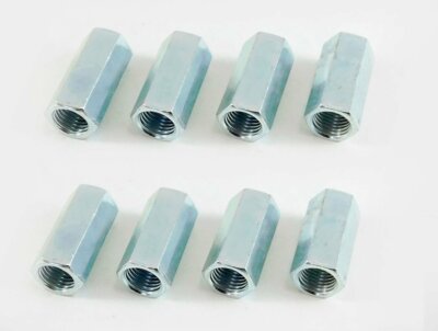 8 Pack 7/16-20 X 1-1/4" Long Fine Thread Hex Coupling Nut with Zinc ...