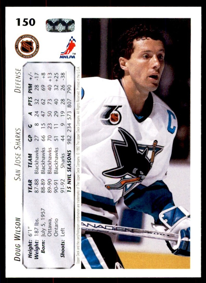 1992-93 Upper Deck Doug Wilson . San Jose Sharks #150 | eBay