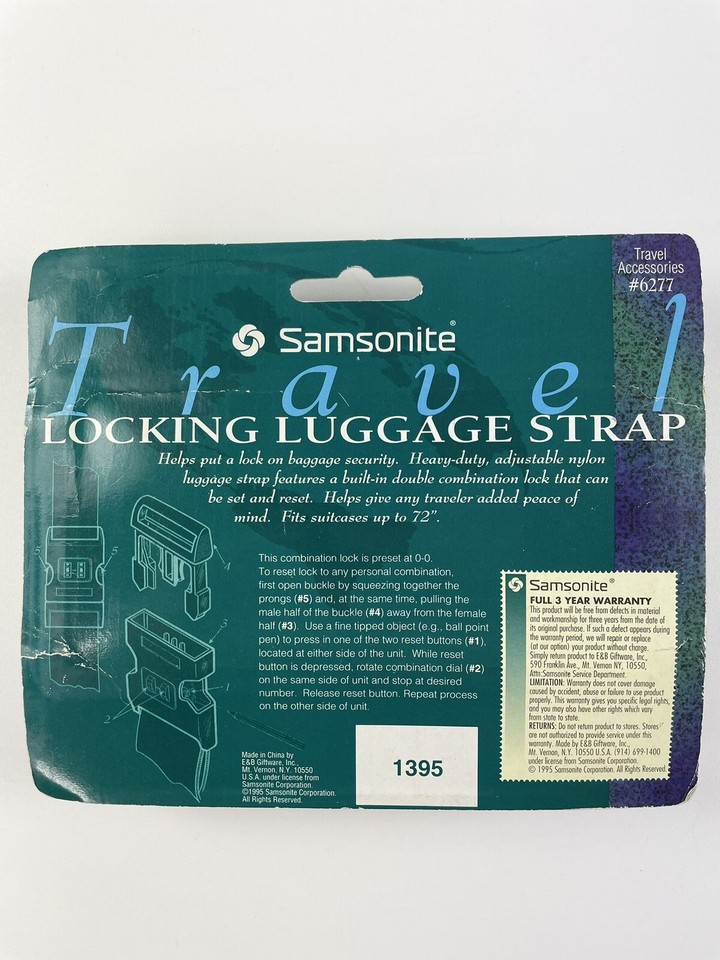 Samsonite Locking Luggage Strap Double Combination Lock Nylon 72 ...