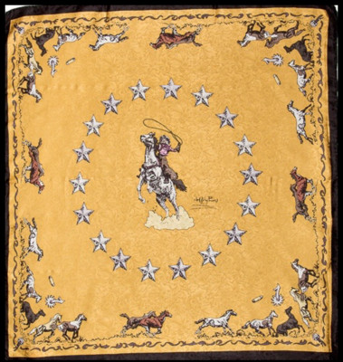 Wyoming Traders Wild Rag Cowboy Mustang Tan Silk Scarf - 34.5" | eBay