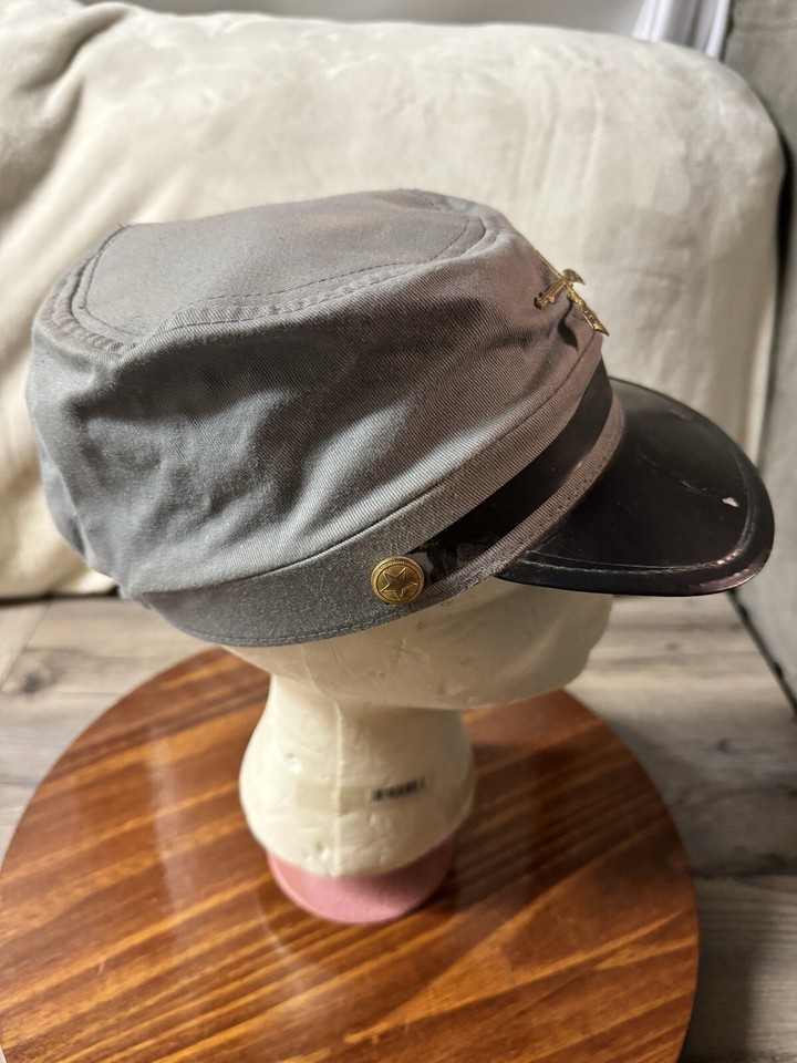 Vintage Civil War Confederate Wool Lined Kepi Hat Gray Cross Musket ...