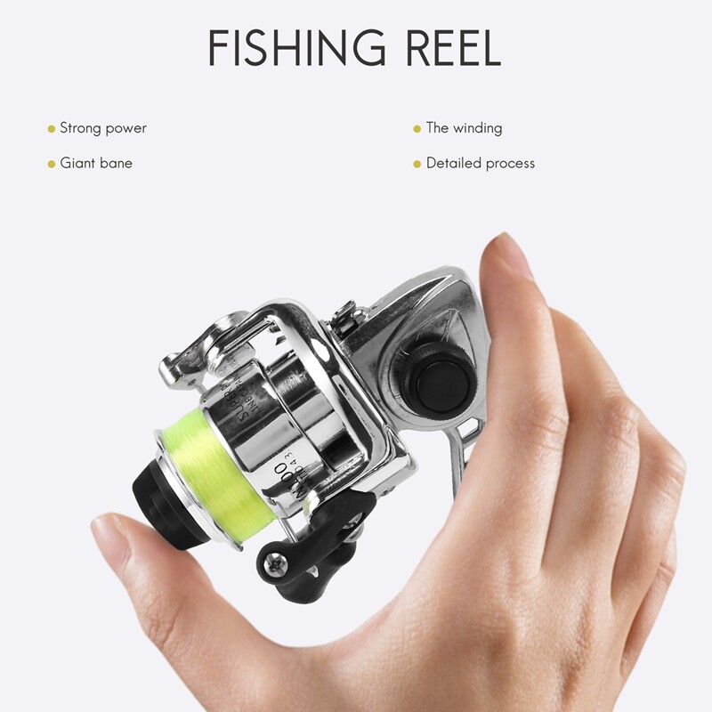 2X( 100 Fishing Reel Fishing Tackle Small Reel 4.3:1 Metal Wheel ...