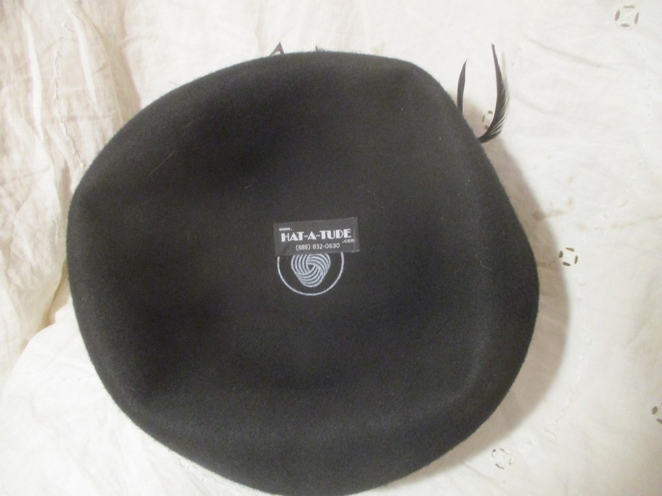 Hat-A-Tude feather/rhinestone trim wool felt hat | eBay