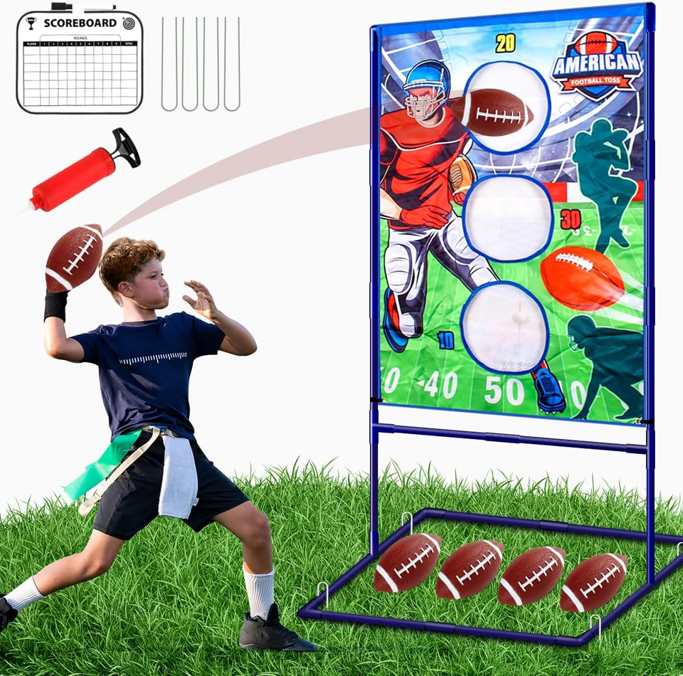 Football Toss Game with 4 Inflatable Balls, Football Throwing Target ...
