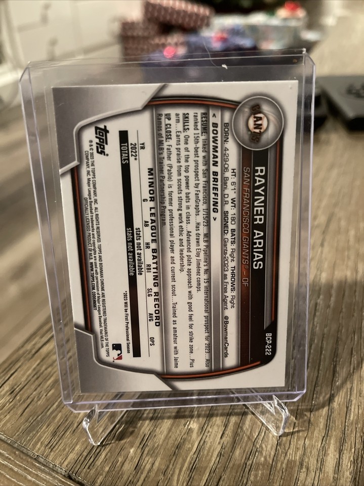Rayner Arias 2023 Bowman Chrome Prospects Base #BCP222 SF Giants | eBay