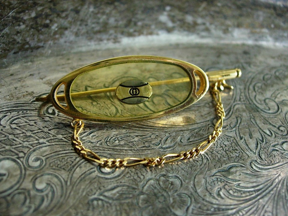 Gorgeous RARE Vintage GUCCI Lucite GG Lapel Scarf PIN Jewelry Accessory ...