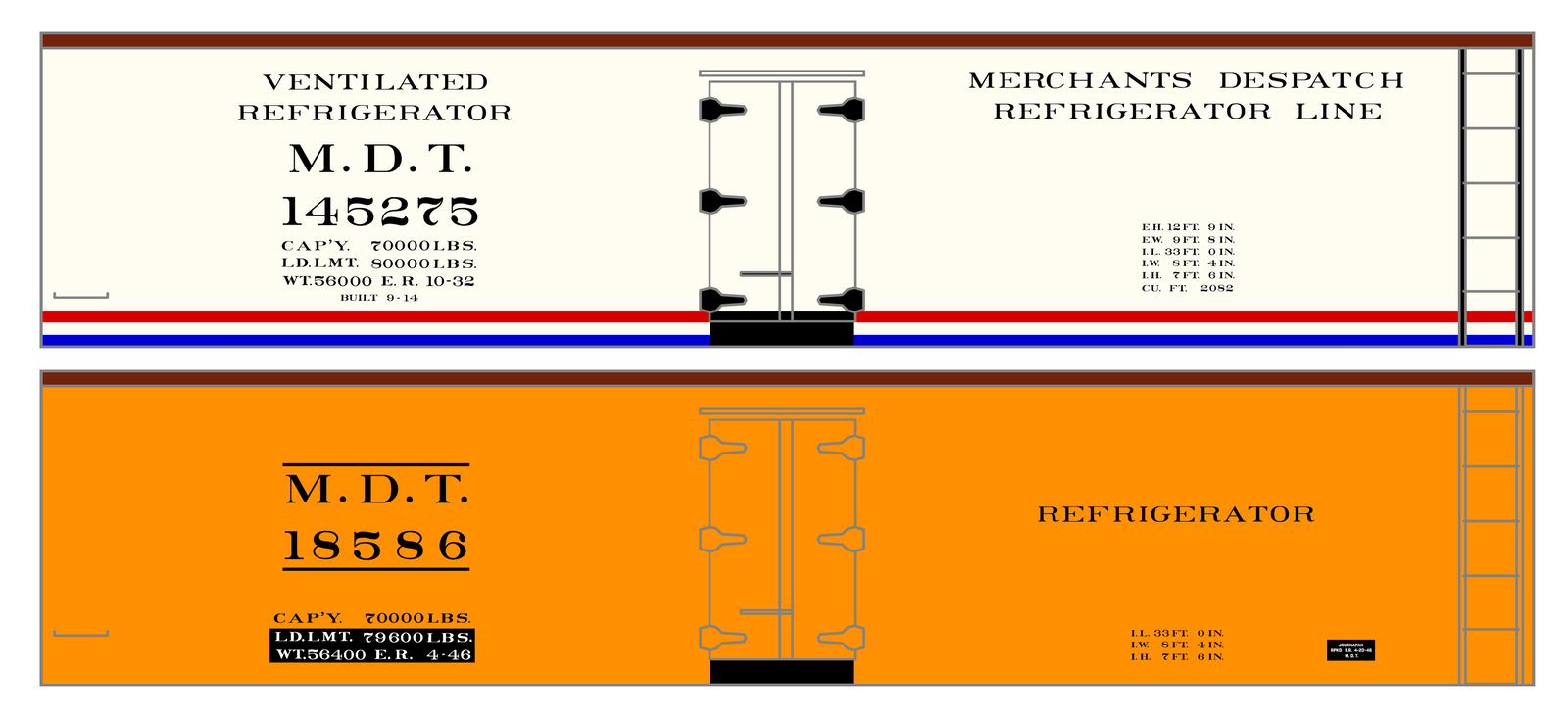 K4 HO Scale Decals Merchants Despatch MDT Wood Ice Reefer Roman ...
