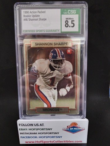 1990 ACTION PACKED ROOKIE UPDATE SHANNON SHARPE #46 CSG 8.5 NM/MINT+ | eBay