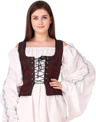 Medieval Wench Pirate Renaissance Costume Reversible Peasant Brocade ...