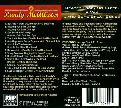 RANDY MCALLISTER - CRAPPY FOOD NO SLEEP A VAN & SOME GREAT SONGS ...