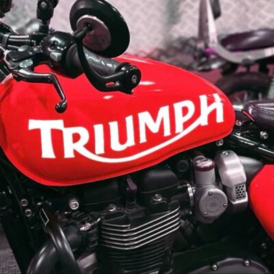 2PCS Motorcycle Triumph Bobber Reflective Helmet Stickers Fuel Tank ...