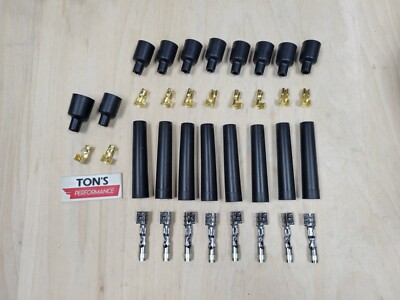 8 Cylinder 7mm - 8mm Rubber Spark Plug Boot Kit Stainless & Brass Ends ...