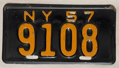1957 NEW YORK Motorcycle License Plate - #9108 | eBay
