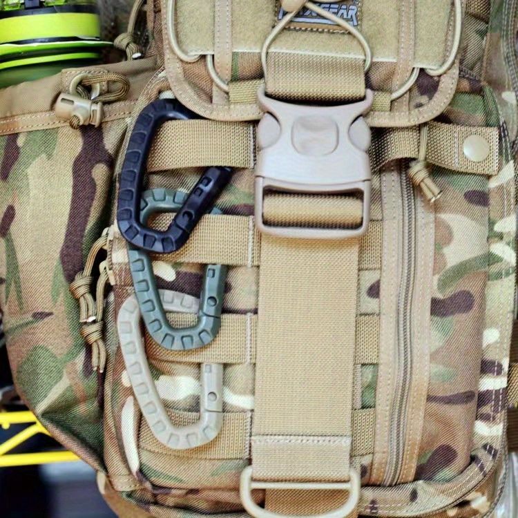 TACTICAL CARABINER 200 POUND D SHAPE CLIP HOOK ARMY MOLLE PLCE ...