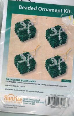 Emerald Gift Box Bead Christmas Ornament KIT May Birthstone Green Makes ...