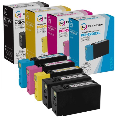 LD Ink Cartridge for Canon PGI-2200XL 5pk HY 9255B001 9268B001 9269B001 ...