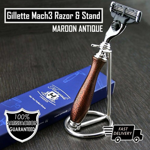 Triple Edge Men's Shaving Razor Stainless Steel and Stand Perfect for ...
