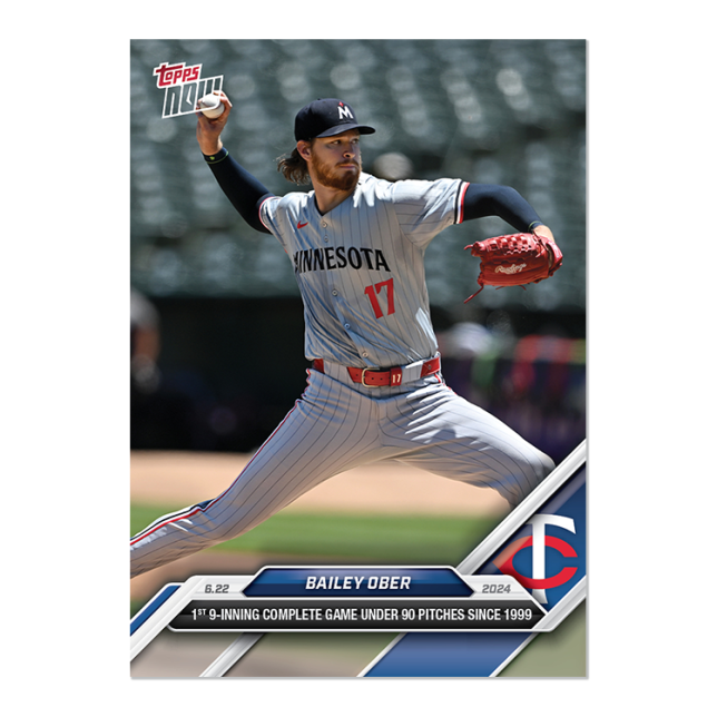 Bailey Ober Complete Game Under 90 Pitches 2024 MLB TOPPS NOW Card 331 ...