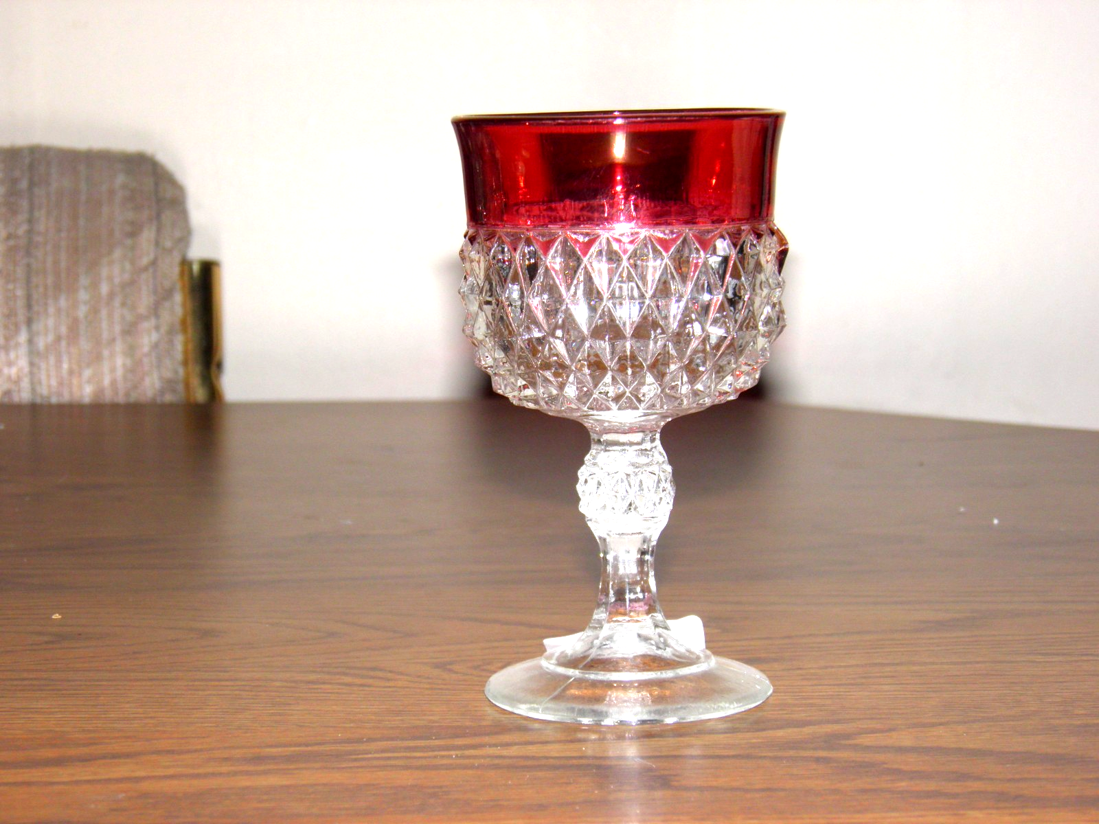 Set Of 3 Vintage 5 inch Indiana Glass Ruby Flashed Diamond Point ...