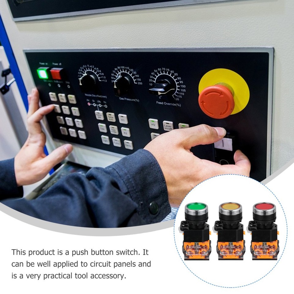 3 Pcs Self-reset Switch Button Momentary Panel Cutout Accessories ...