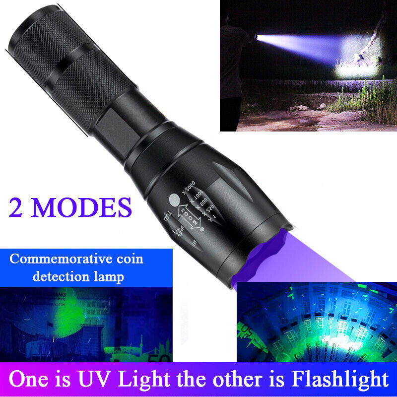 Super Bright 120000lm UV Torch Ultra Violet Flashlight Blacklight Light ...