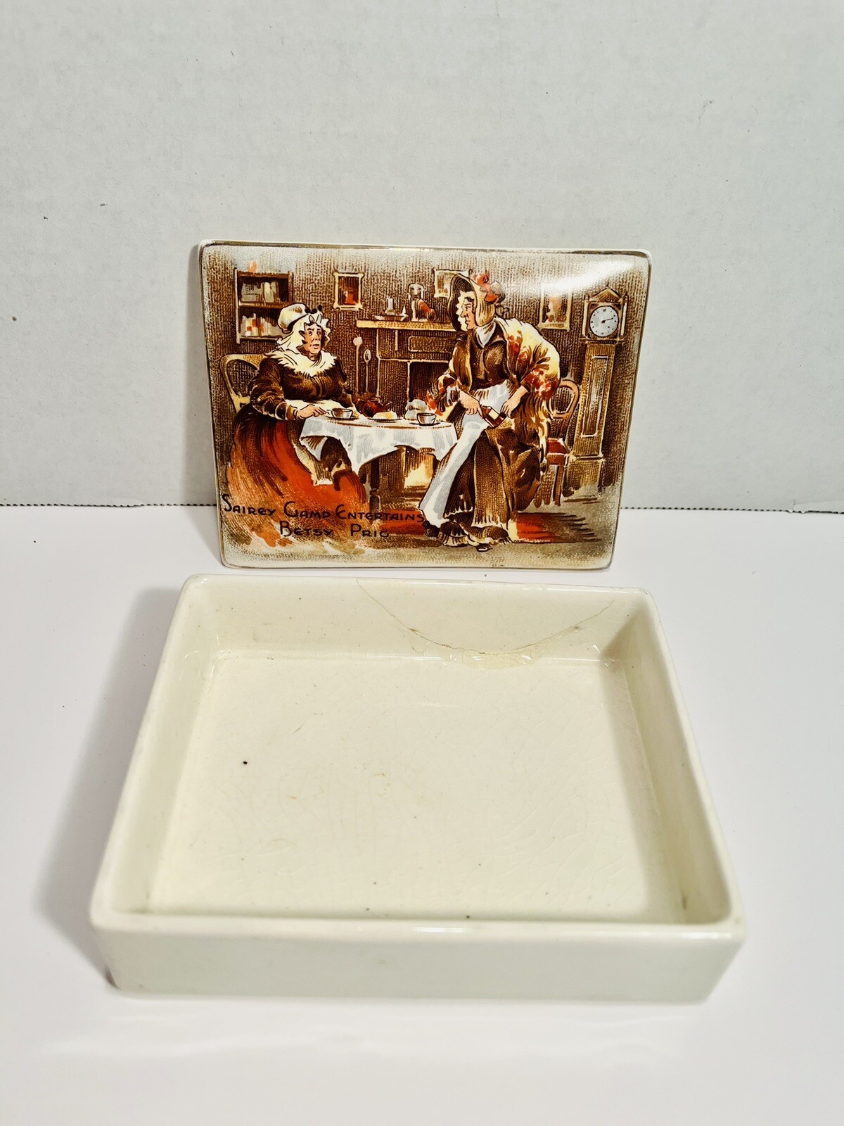 English Ware "Sairey Gamp Entertains Betsy Prig" Lidded Trinket Box ...