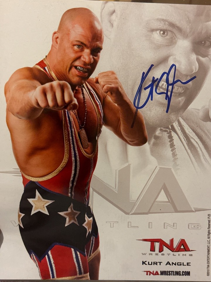 2010 TNA ORIGINAL PROMO KURT ANGLE SIGNED TNA WRESTLING P-23 8x10 WWF ...