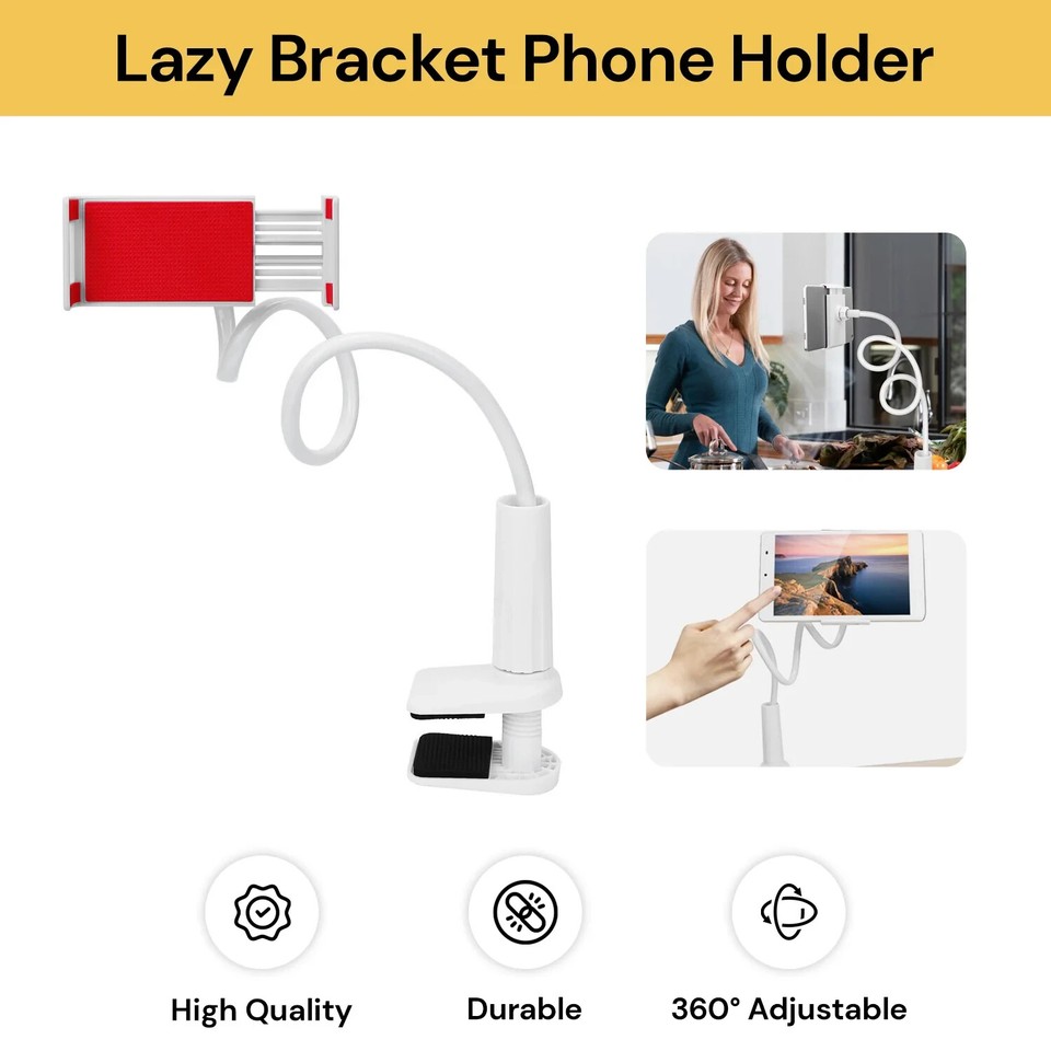 Flexible 360° Mobile Phone Holder Bed Desk Mount Clamp Stand Bracket AU ...