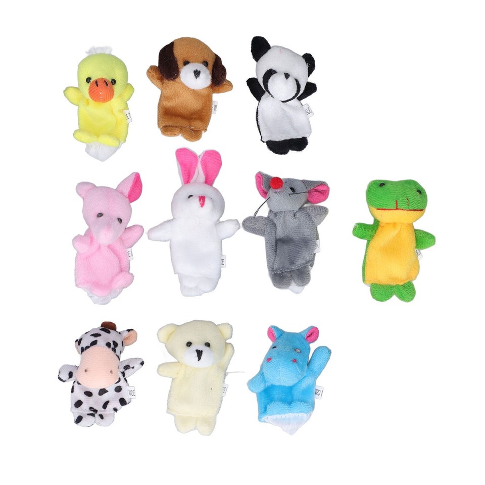 10pcs Finger Puppets Short Plush Cute Cartoon Animal Hand Puppet Glove ...