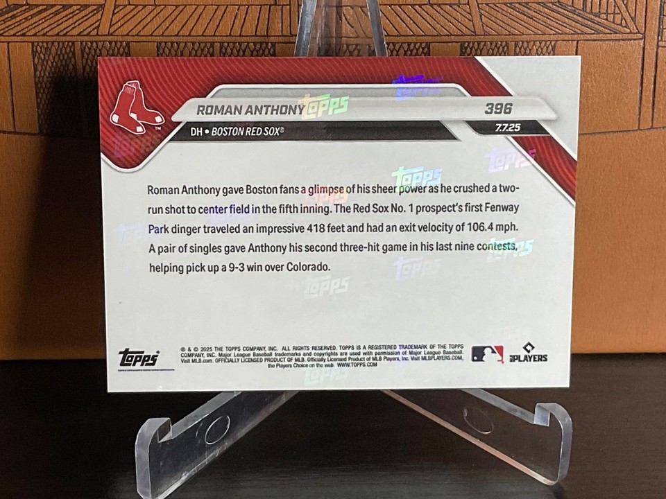 Roman Anthony, Boston Red Sox - 2025 Topps Now CALL-UP…418 Feet Fenway ...
