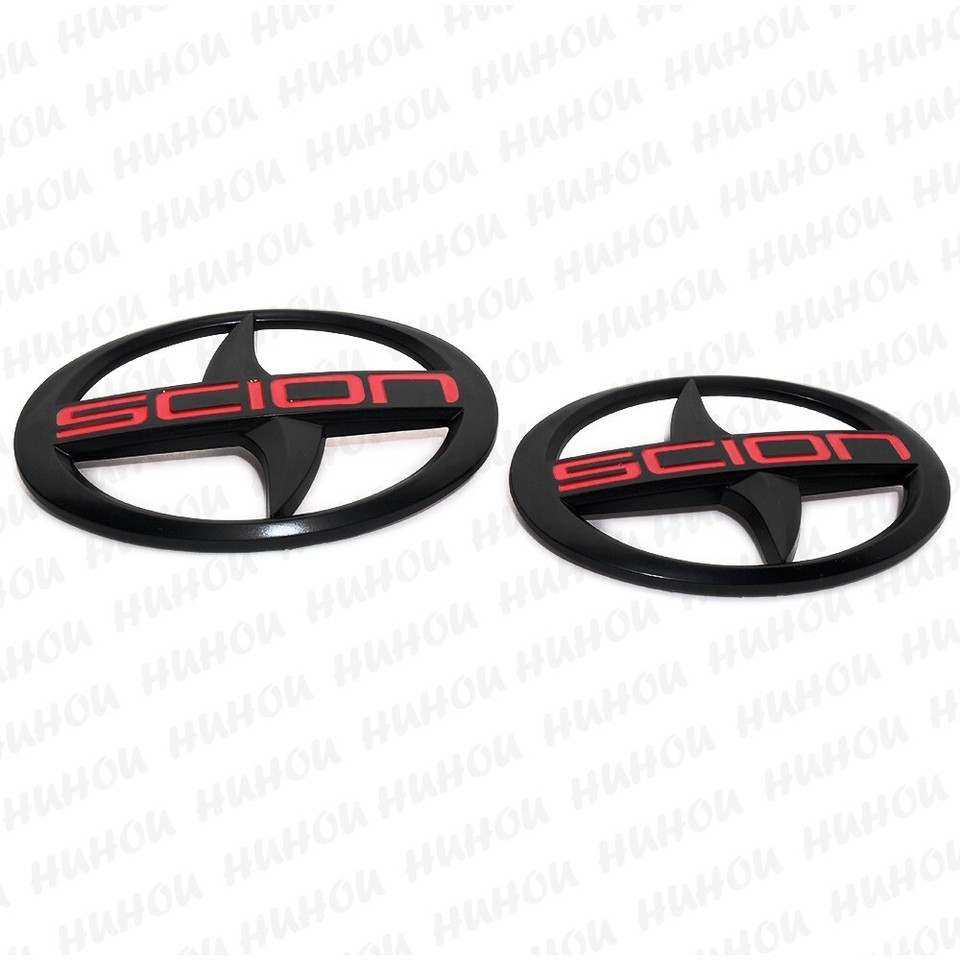 12-16 SCION FRS FR-S Front & Rear Matte Black & Red Badge Nameplate ...