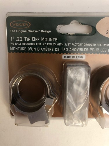 Weaver 49039 Silver 1" .22 Tip Off Scope Rings fits 3/8 Grooved Rimfire ...