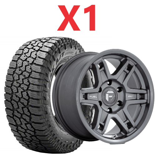 18 JEEP WHEELS RIMS TIRES 37125018 FALKEN WILDPEAK RT01 FUEL GUNMETAL ...