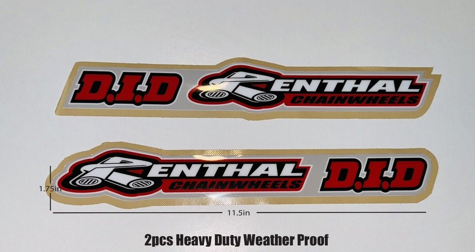 2 Renthal DID Universal Swingarm/Shroud Weather Proof Decals Sticker ...