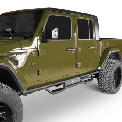 Side Steps Right Left Side Steel Black Wide Drop Fit Jeep Gladiator JT ...