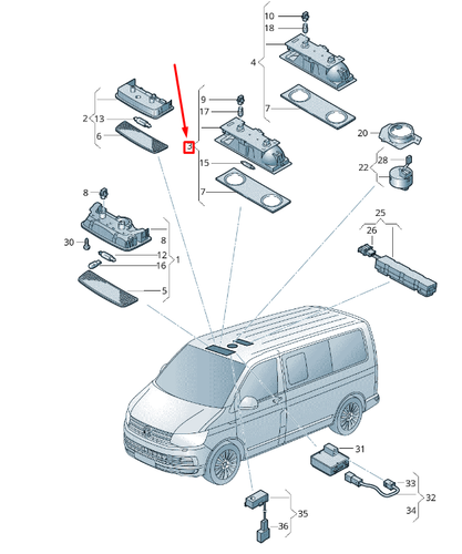 NEW VW TRANSPORTER VI T6 INTERIOR AND READING LIGHT 7L6947105B NO DUTY ...
