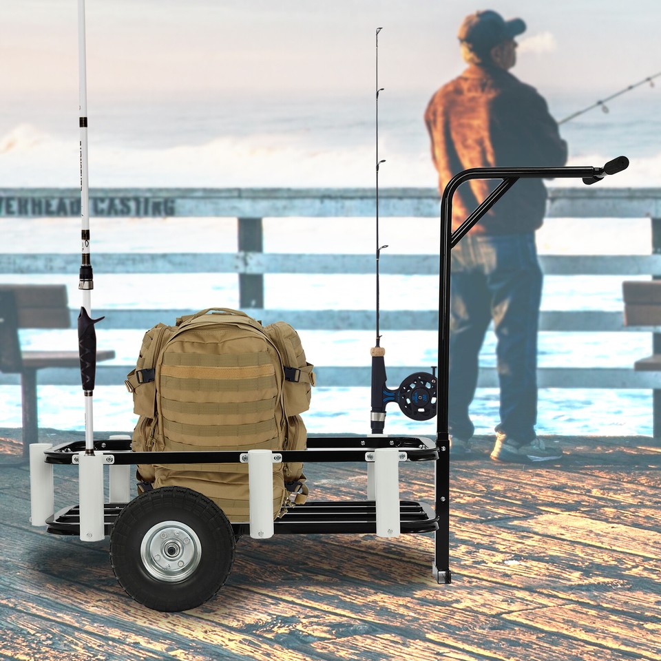 Beach Fishing Cart Outdoor Heavy Duty Fishing/Beach Trolley w/Fishing ...