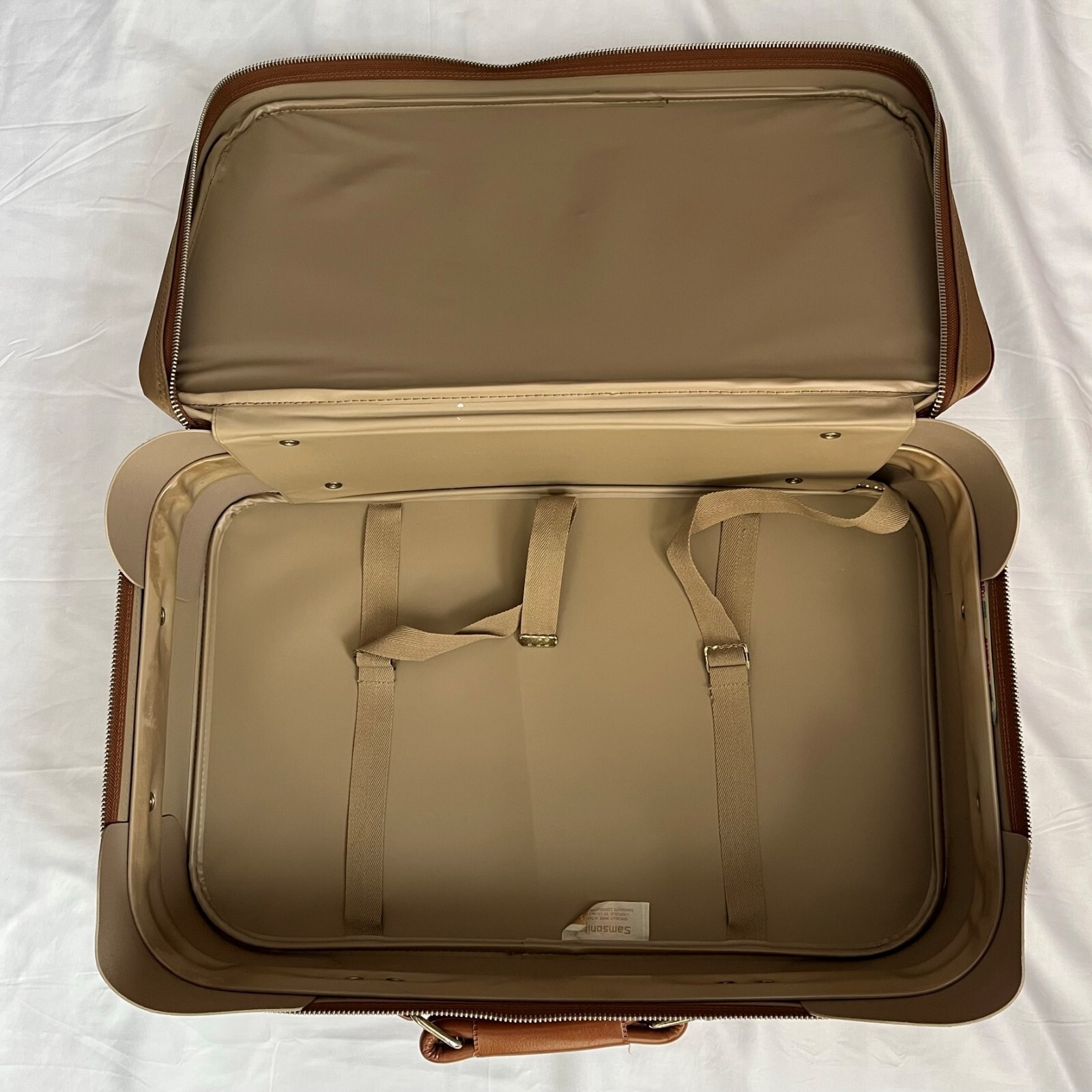 Vtg Samsonite Brown Tan 21x13x7 Handled Suitcase Luggage Brown Soft ...