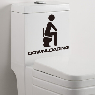 Vinyl Decal cute Funny Downloading Bathroom Toilet Restroom Wall ...