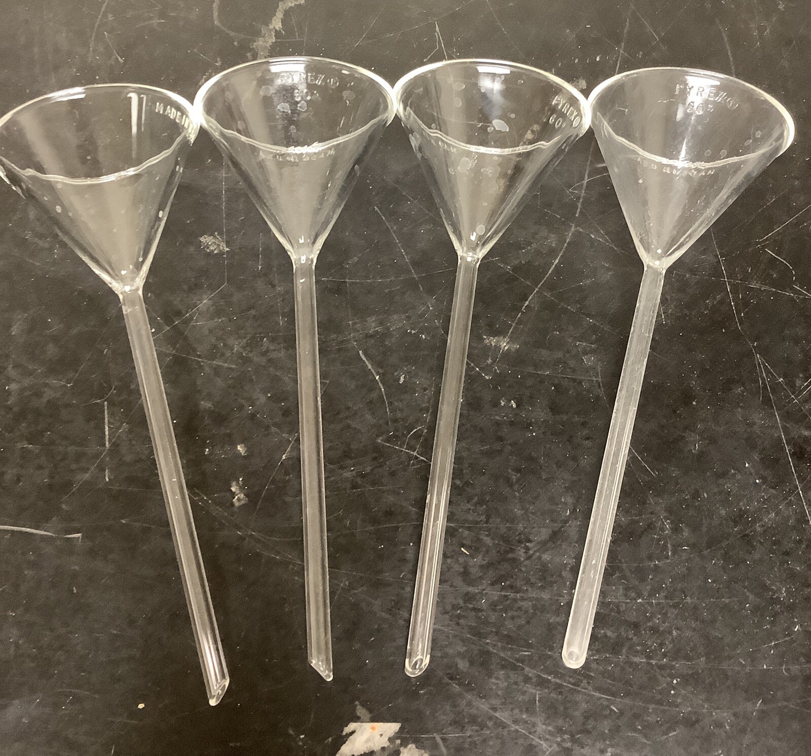 Lot Of 4 Pyrex Glass Angle Fluted Funnel 60 Degrees | eBay
